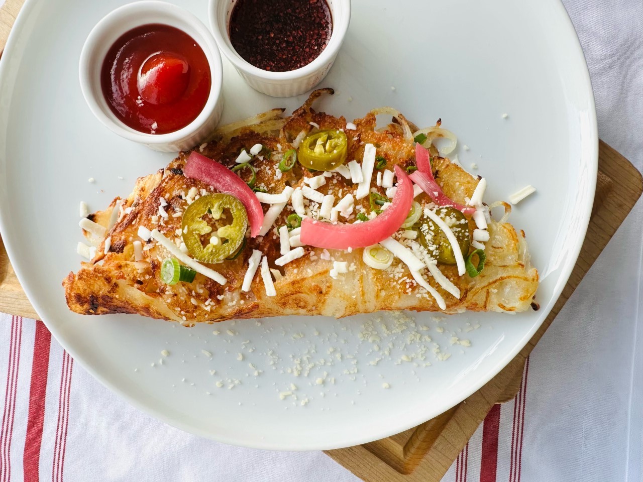 Vegan Korean-style Shredded Kennebec Potato Mozzarella Pancake | MENU